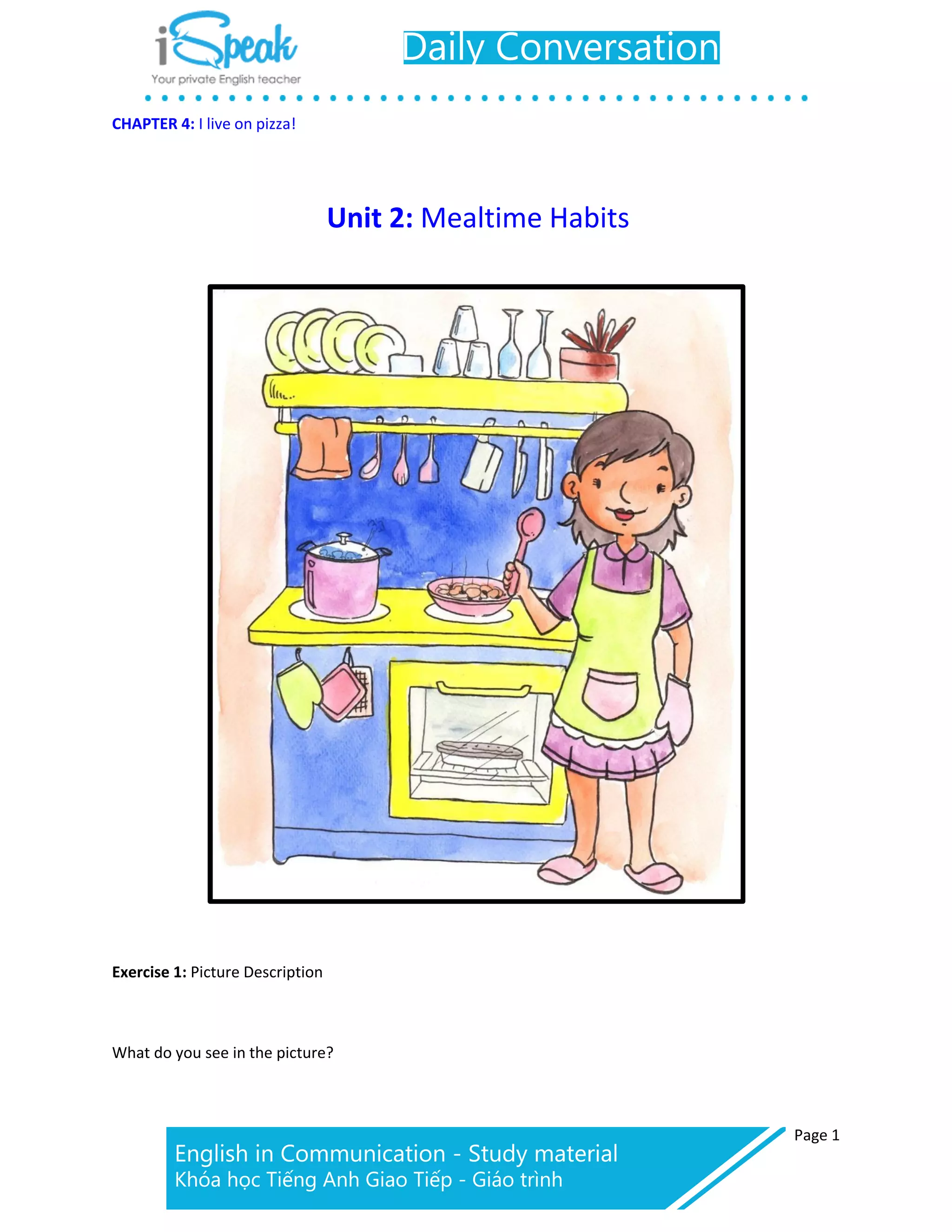 Chapter 4 unit 2. mealtime habits | PDF