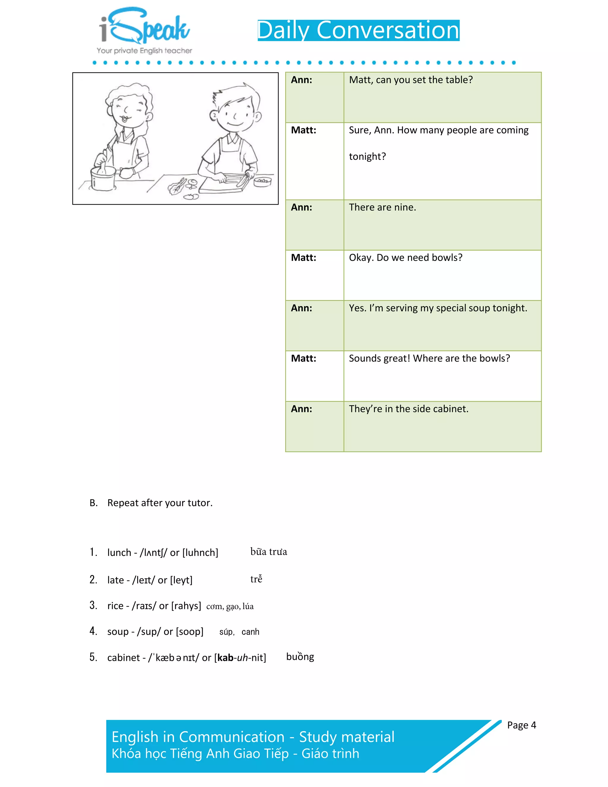 Chapter 4 unit 2. mealtime habits | PDF