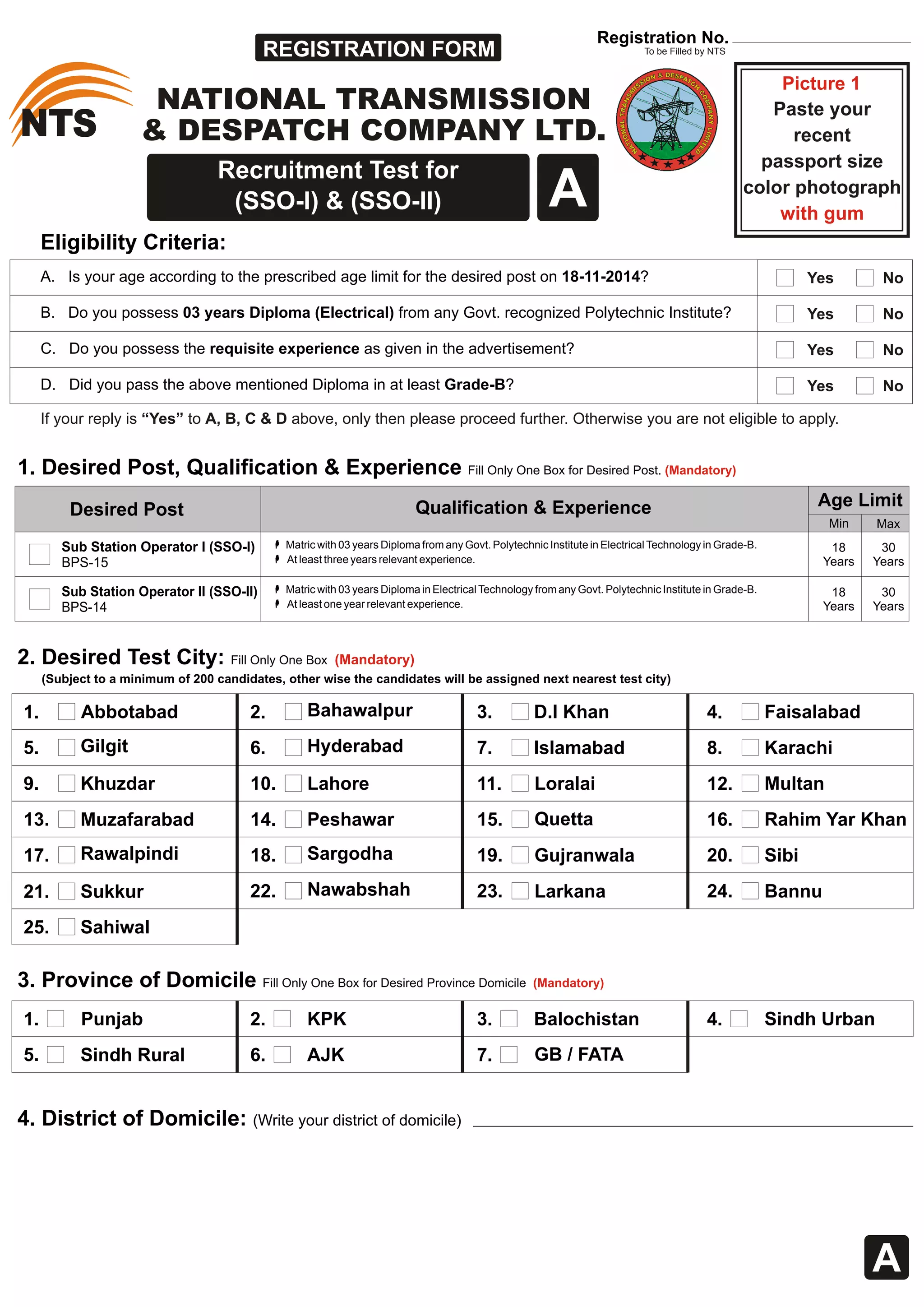 Ntdcl nov2014 form_a_sub_station_operator_i | PDF