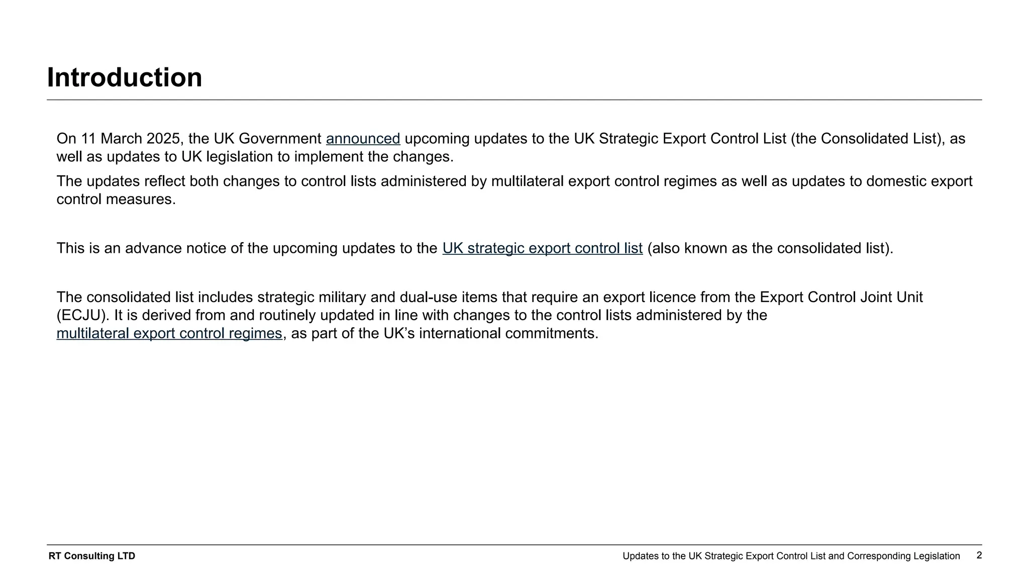 Updates to the UK strategic export control list (March 2025) | PPTX