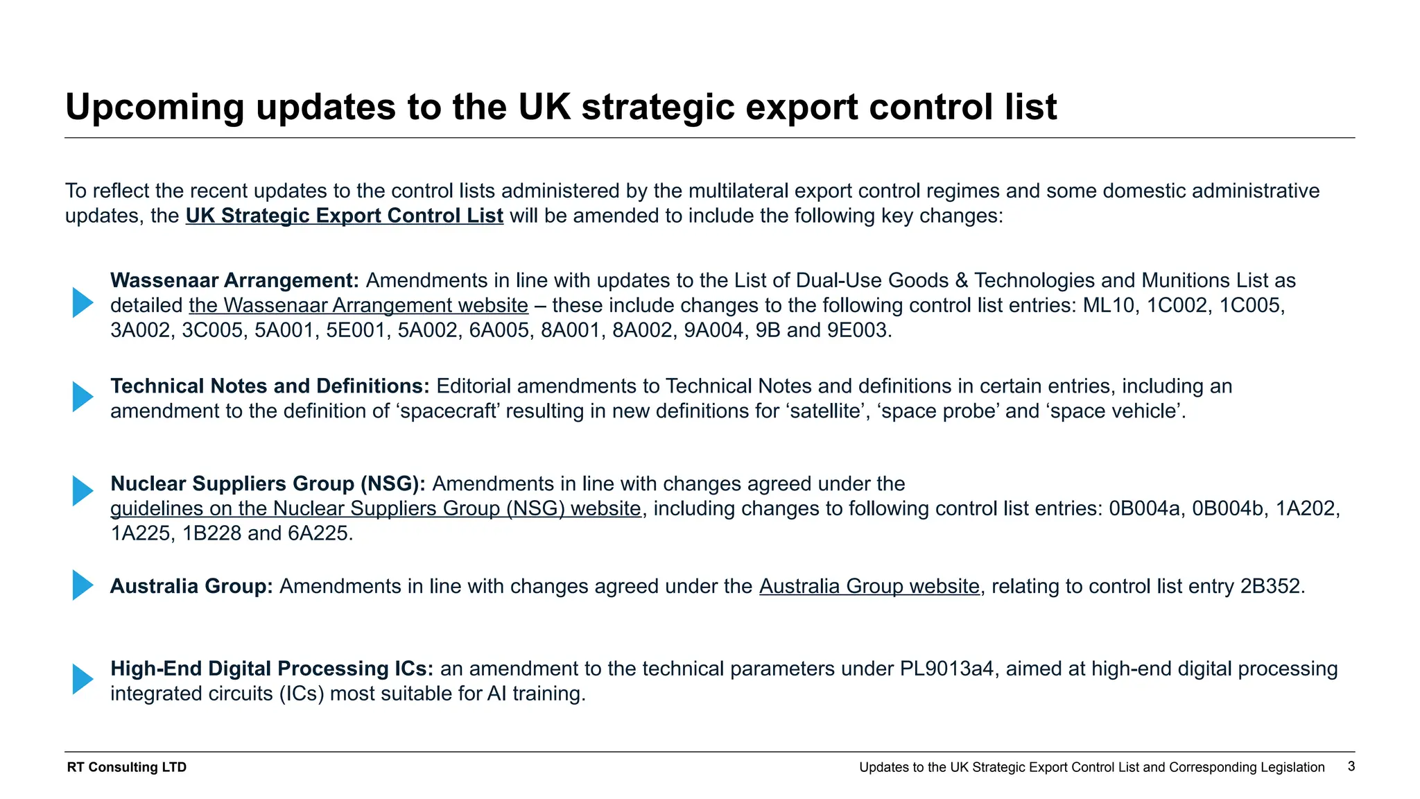 Updates to the UK strategic export control list (March 2025) | PPTX