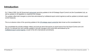 Updates to the UK strategic export control list (March 2025) | PPT
