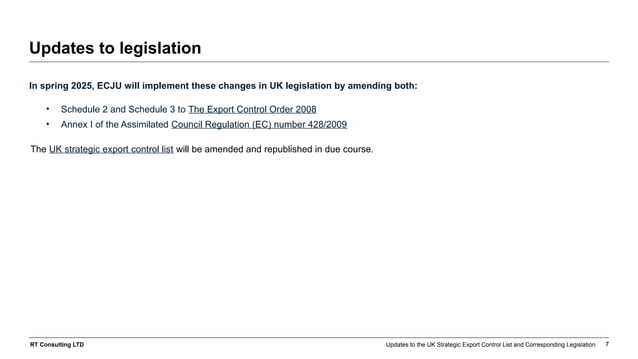 Updates to the UK strategic export control list (March 2025) | PPTX