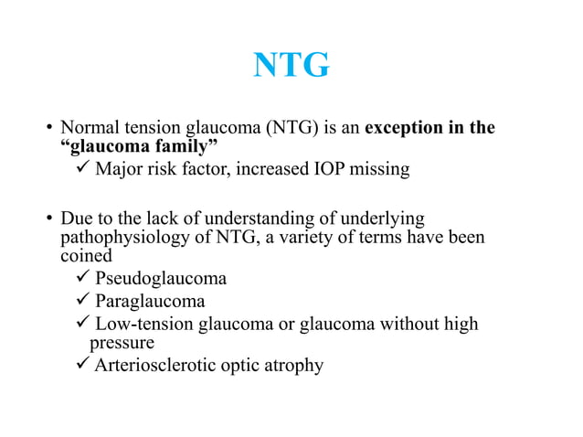 NORMAL TENSION GLAUCOMA "An exception in the glaucoma family" | PPTX ...