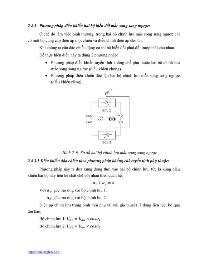 Đồ án Thiết kế bộ chỉnh lưu hình cầu 1 pha kép để điều khiển tốc độ động cơ điện 1 chiều kích từ ...