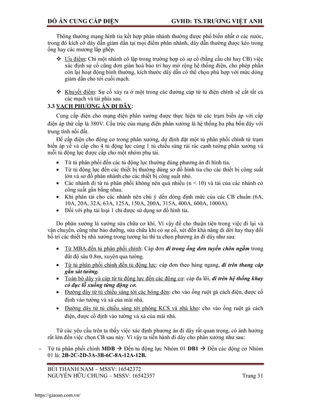 Đồ án Thiết kế hệ thống cung cấp điện cho một phân xưởng | PDF