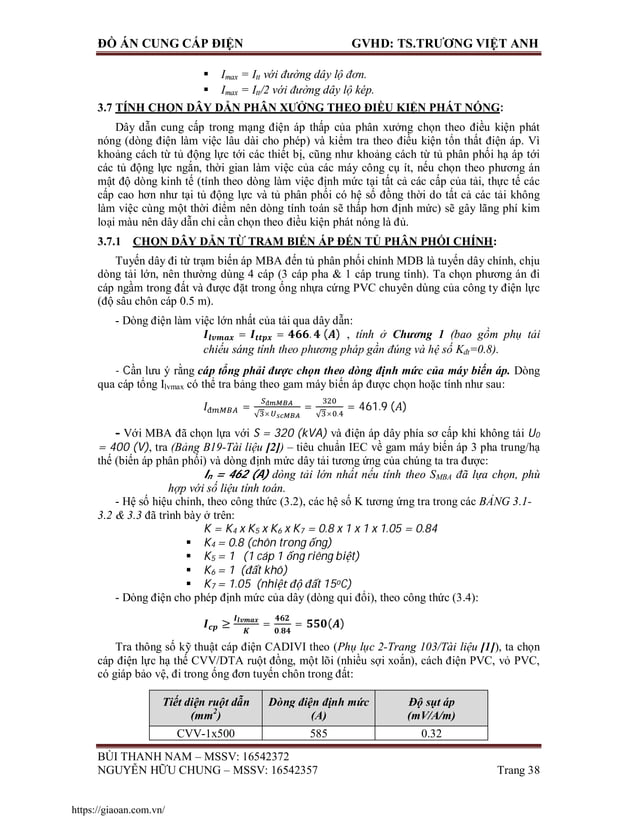Đồ án Thiết kế hệ thống cung cấp điện cho một phân xưởng | PDF