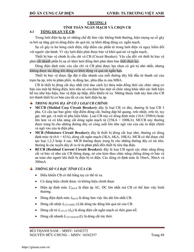 Đồ án Thiết kế hệ thống cung cấp điện cho một phân xưởng | PDF