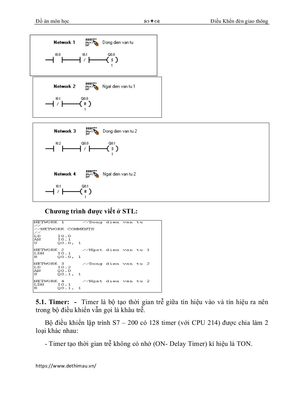 Đồ án Thiết kế hệ thống điều khiển đèn giao thông tại ngã tư dùng bộ điều khiển PLC S7 - 200 | PDF