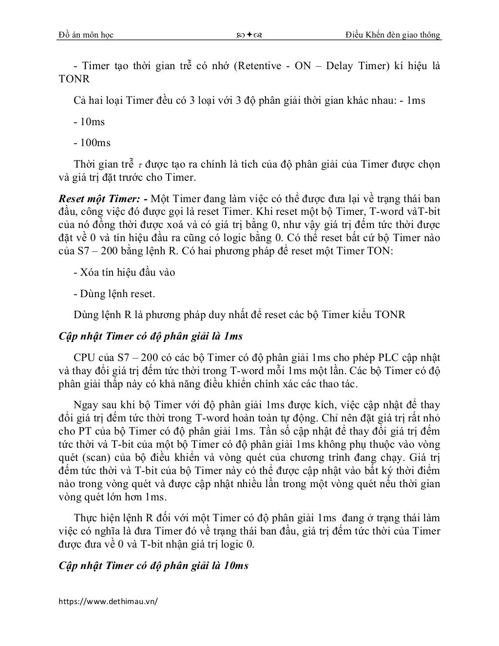 Đồ án Thiết kế hệ thống điều khiển đèn giao thông tại ngã tư dùng bộ điều khiển PLC S7 - 200 | PDF