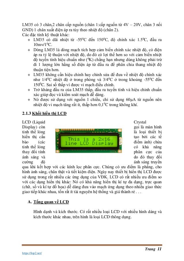 Đồ án Thiết kế hệ thống đo nhiệt độ sử dụng cảm biến LM35 | PDF