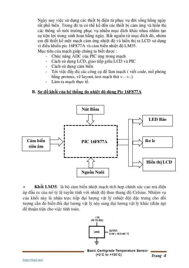 Đồ án Thiết kế hệ thống đo nhiệt độ sử dụng cảm biến LM35 | PDF