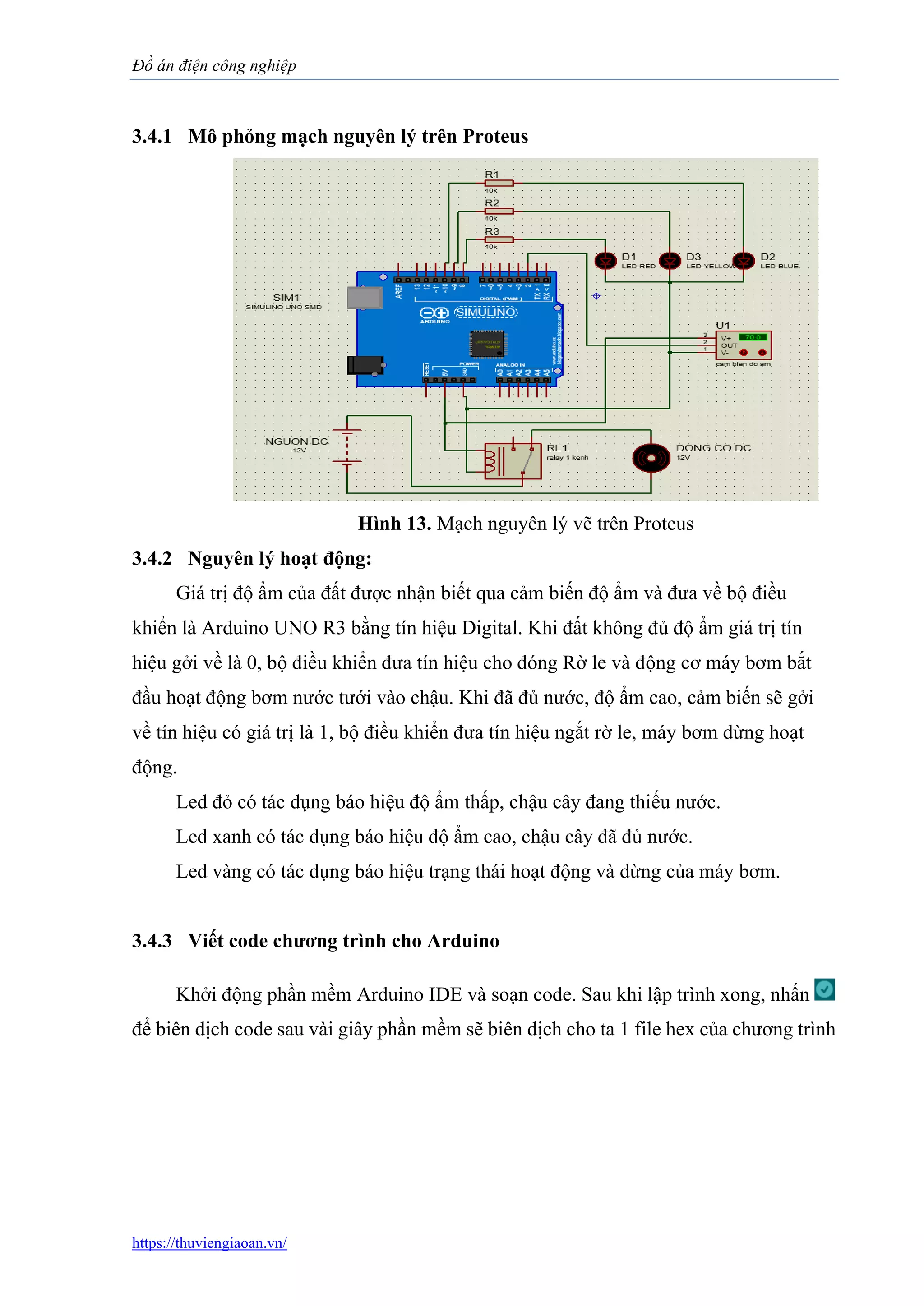 Đồ án Thiết kế hệ thống tưới cây tự động sử dụng Arduino | PDF