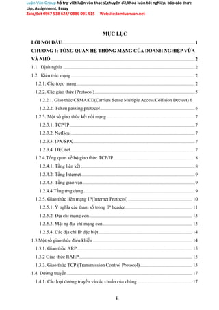 ĐỒ ÁN THIẾT KẾ, XÂY DỰNG HỆ THỐNG MẠNG CHO DOANH NGHIỆP VỪA VÀ NHỎ VÀ TRIỂN KHAI HỆ THỐNG MẠNG ...