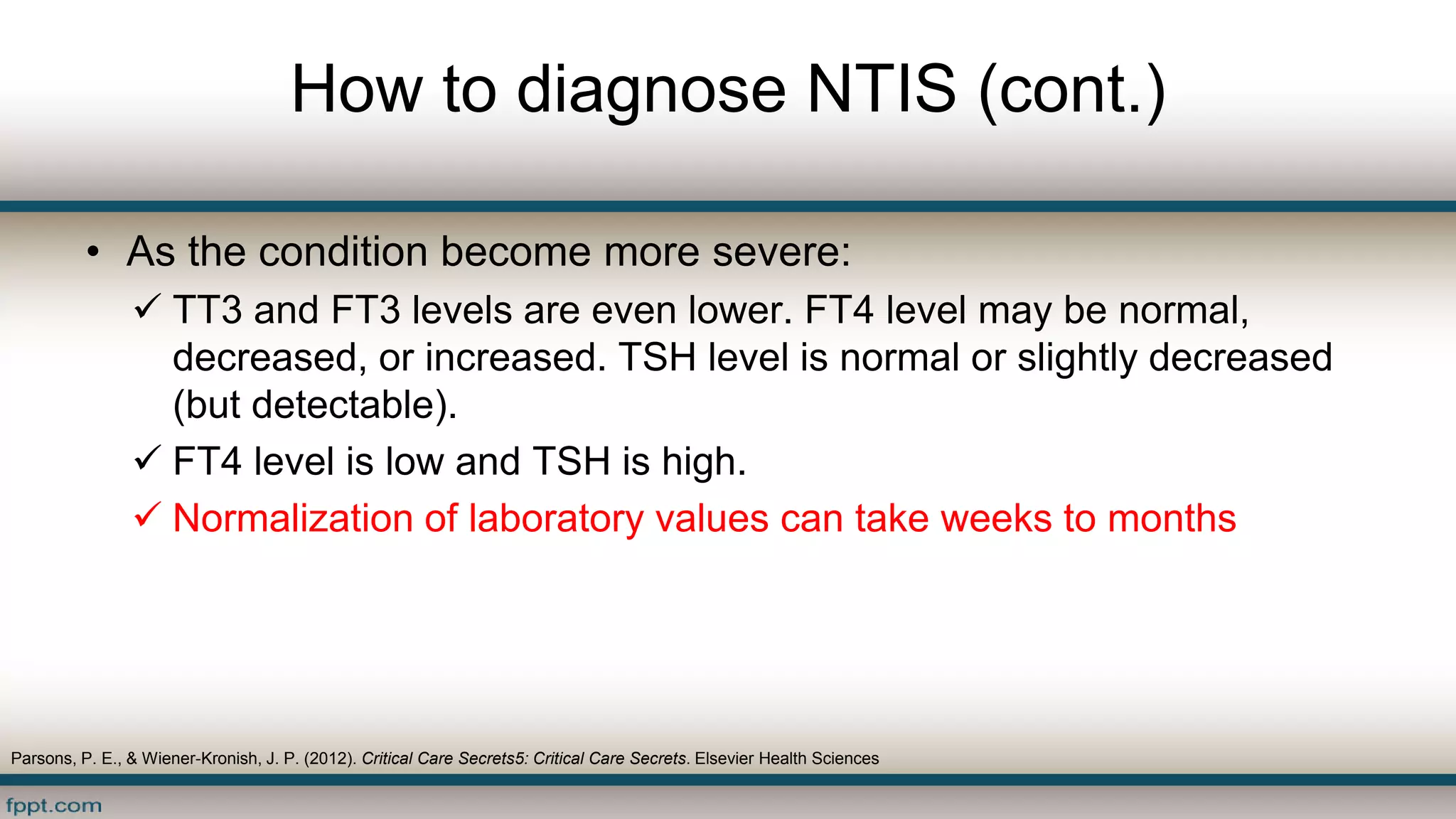 Thyroid and Critical Illness - NTI | PPTX