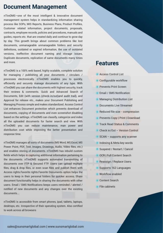 nTireDMS - Document Management System SunSmart Technolgies | PDF