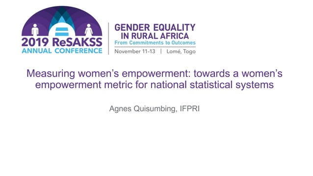 Measuring Women's empowerment: towards a women's empowerment metric v1 ...