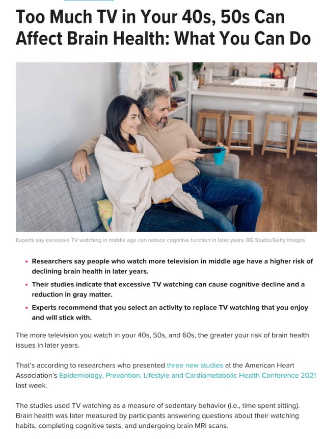 Too much TV in your 40s, 50s can affect brain health: What you can do | PDF