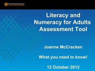NTLT 2012 - ALNAT Assessment tool – What you need to know! | PPT