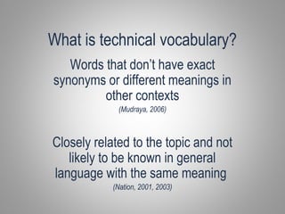NTLT 2012 - How technical vocabulary is used in vocational contexts | PPT