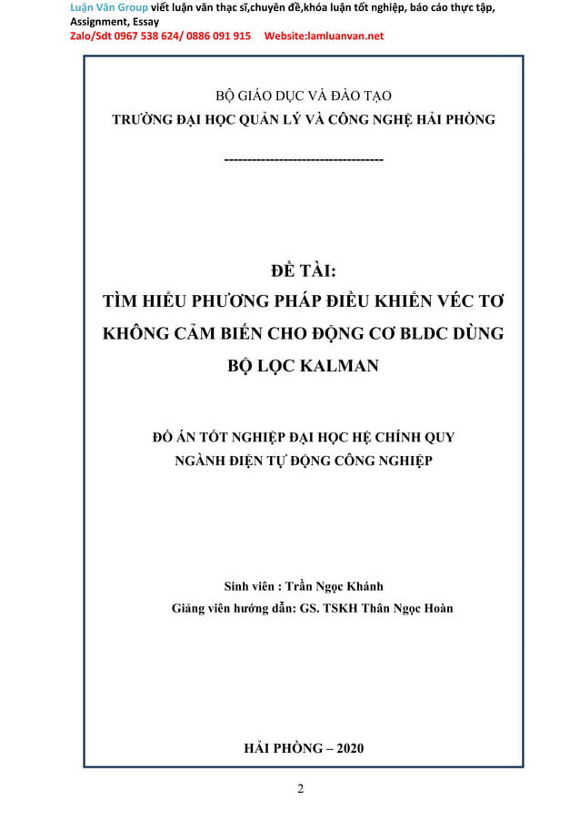 Đồ án Tìm hiểu phương pháp điều khiển véc tơ không cảm biến cho động cơ ...