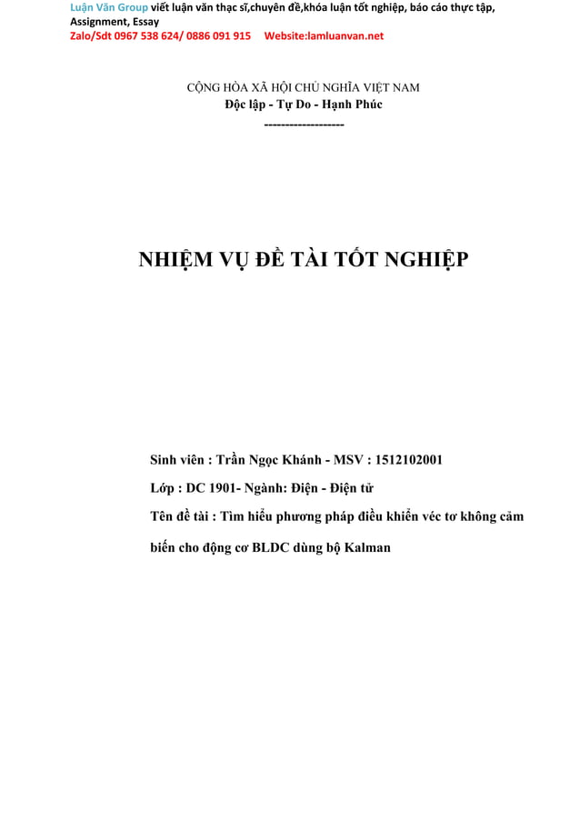 Đồ án Tìm hiểu phương pháp điều khiển véc tơ không cảm biến cho động cơ ...