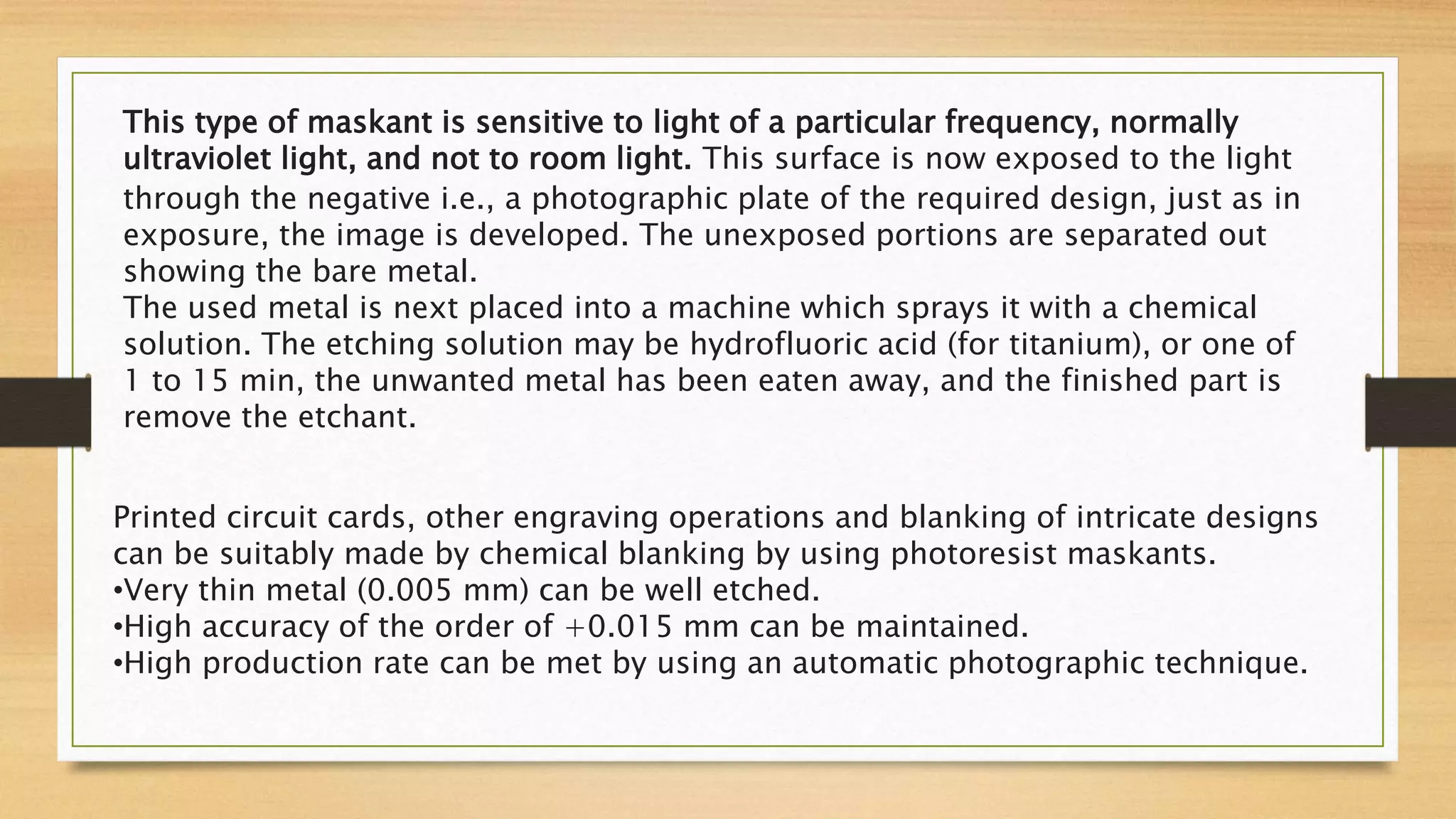NTM: Chemical Machining | PPTX