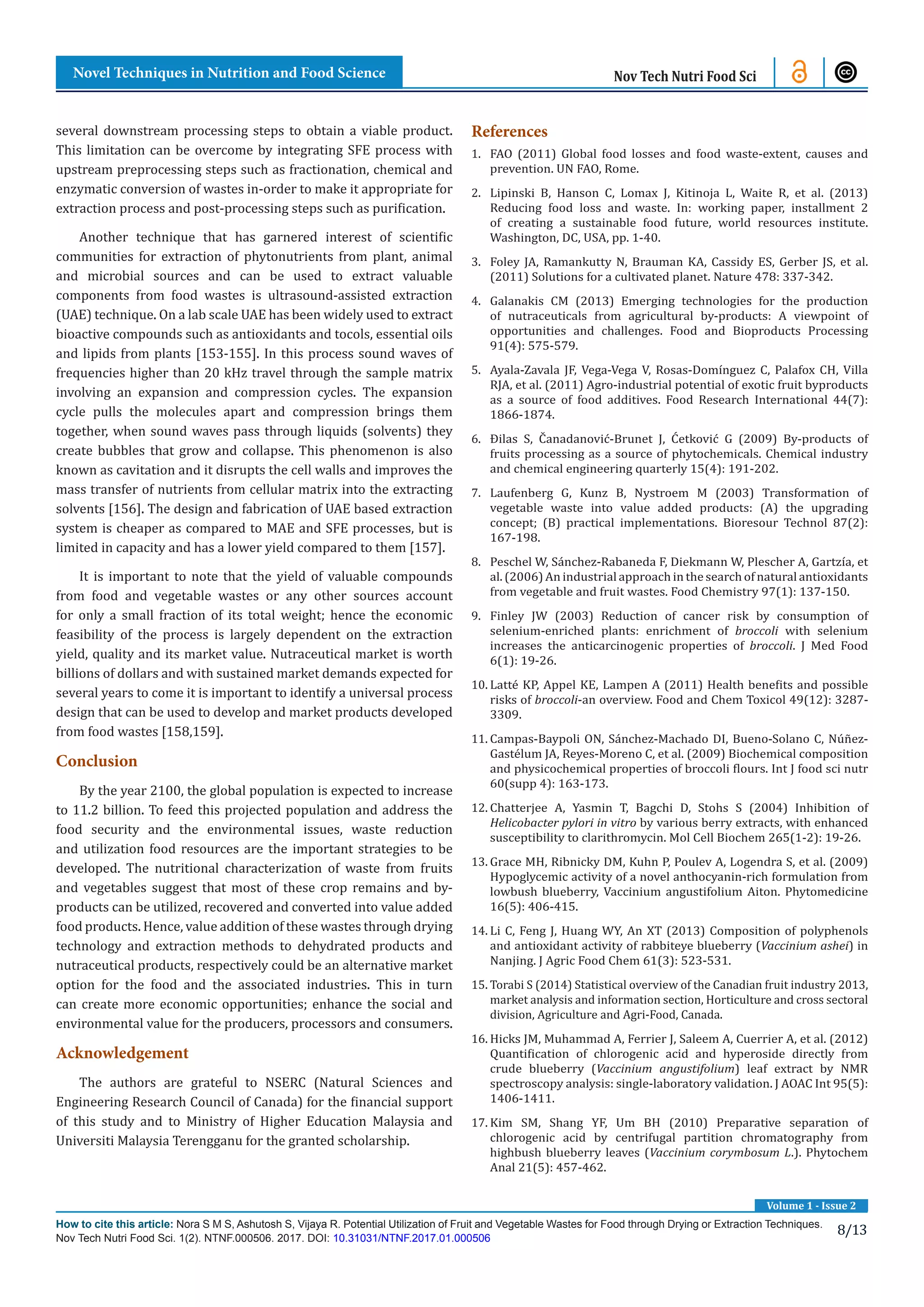 Potential Utilization of Fruit and Vegetable Wastes for Food through ...
