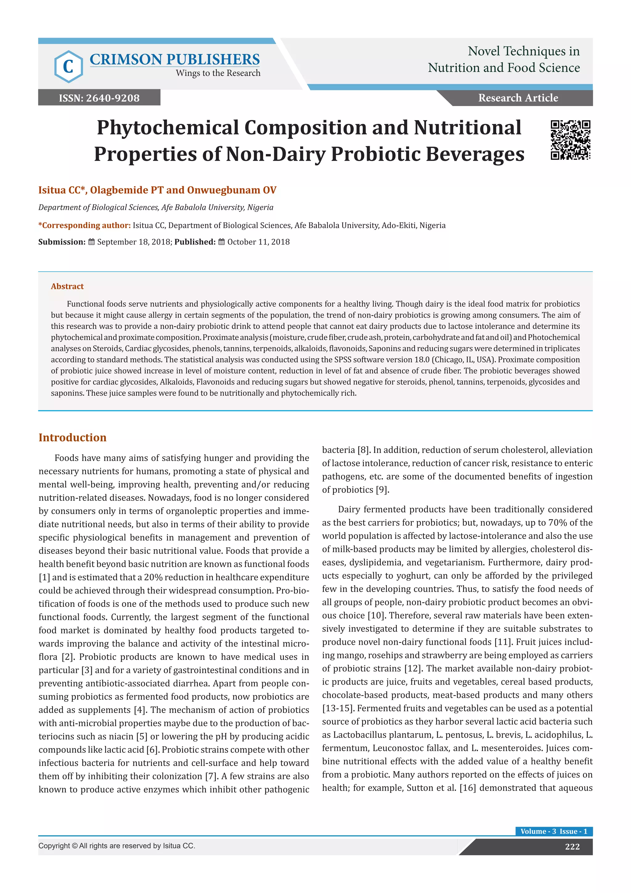 Phytochemical Composition and Nutritional Properties of Non-Diary Probiotic Beverages_ Crimson ...