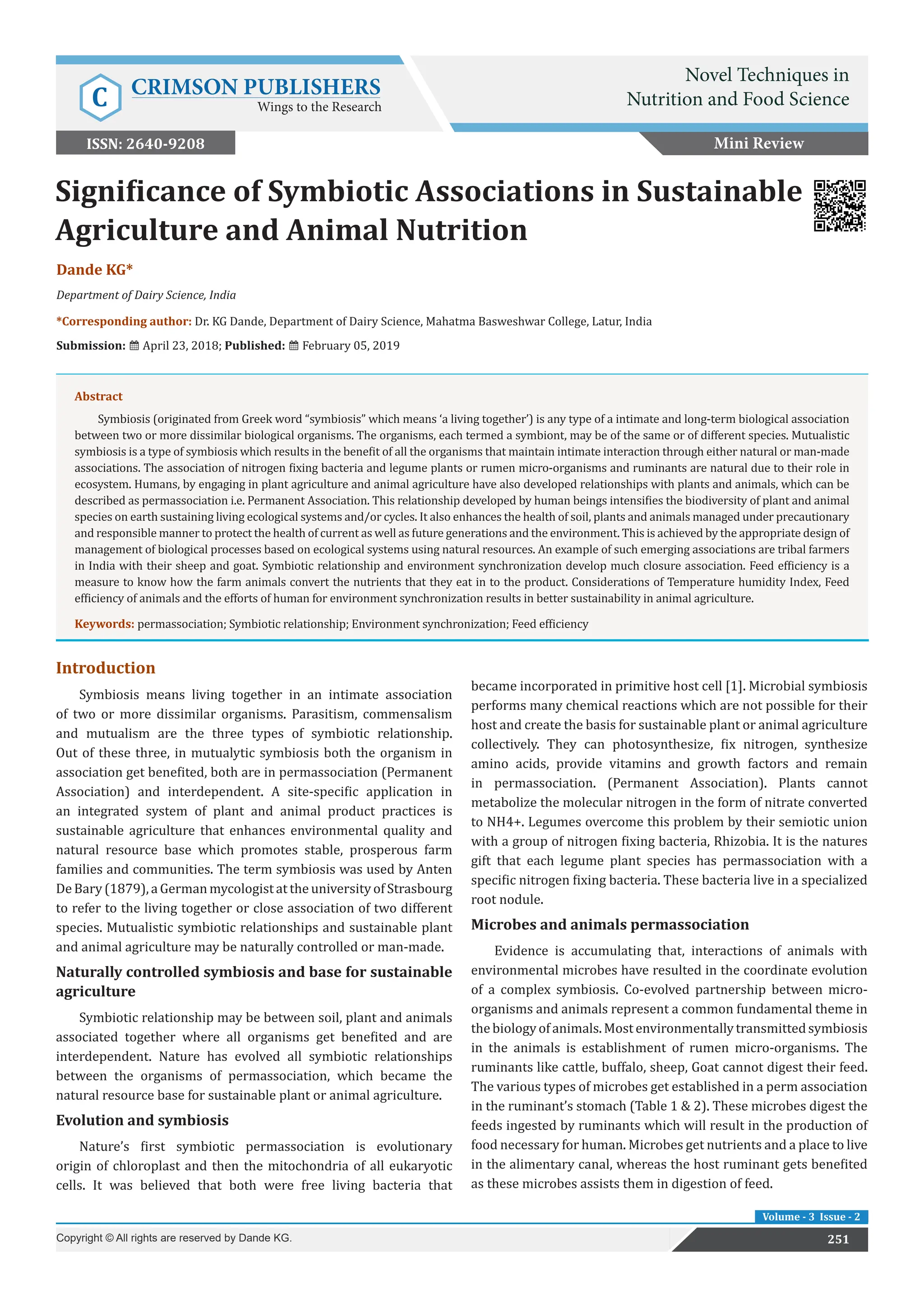 Significance of Symbiotic Associations in Sustainable Agriculture and ...