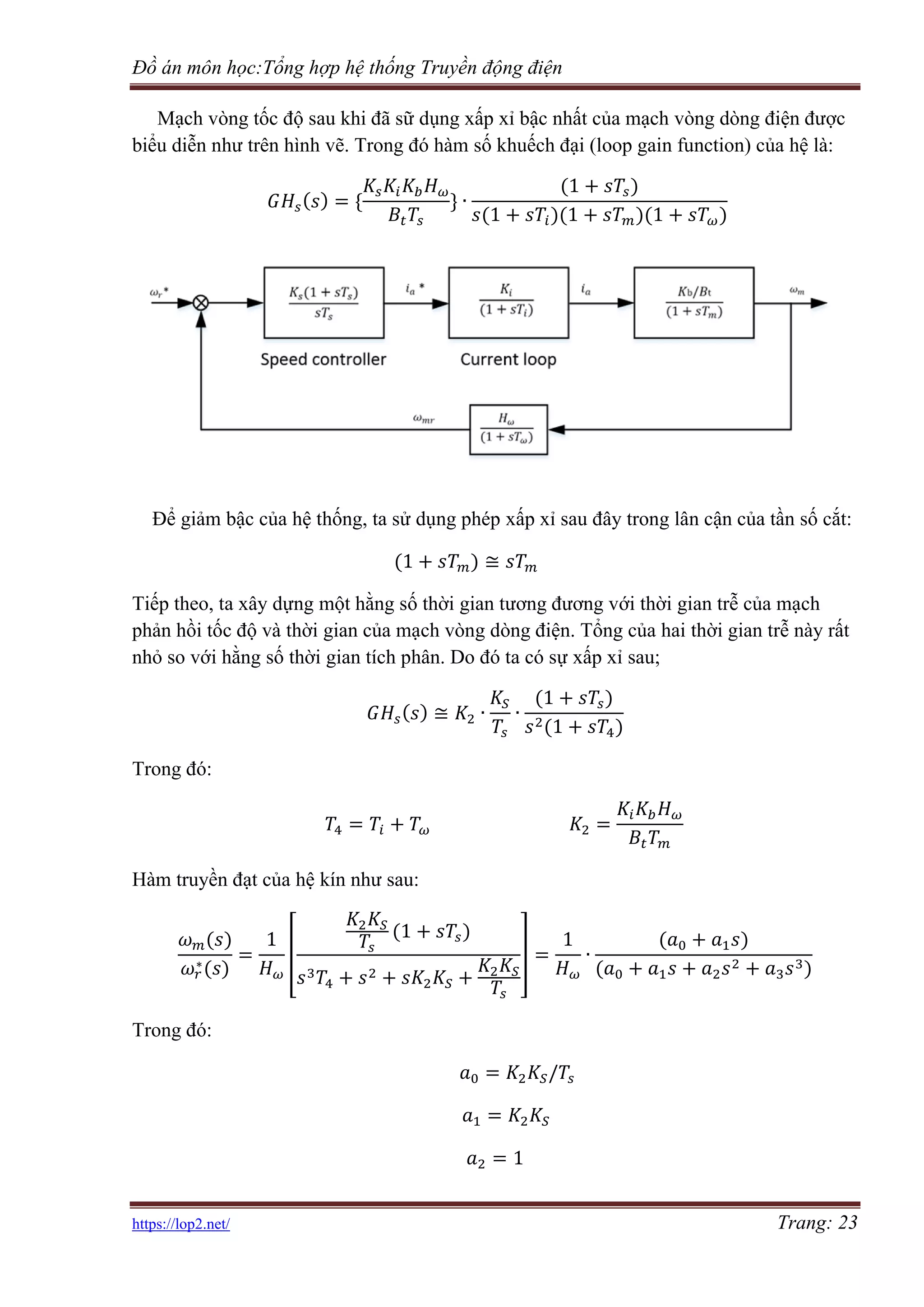 Đồ án Tổng hợp hệ thống truyền động điện | PDF