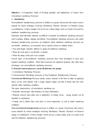 Various Non-conventional machining Process | DOCX