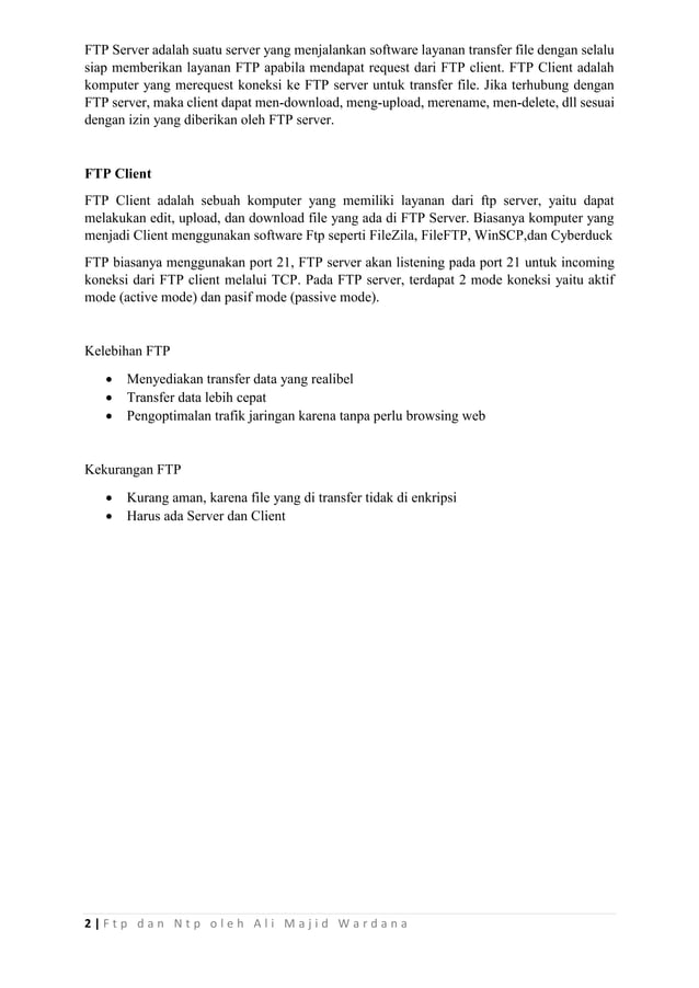 Materi FTP(File Transfer Protokol) dan NTP(Network Transfer Protokol) | DOCX