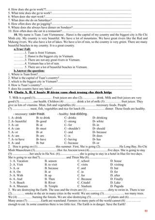 N tập hkii tiếng anh lớp 6 (with key) | PDF