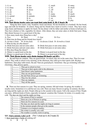 N tập hkii tiếng anh lớp 6 (with key) | PDF