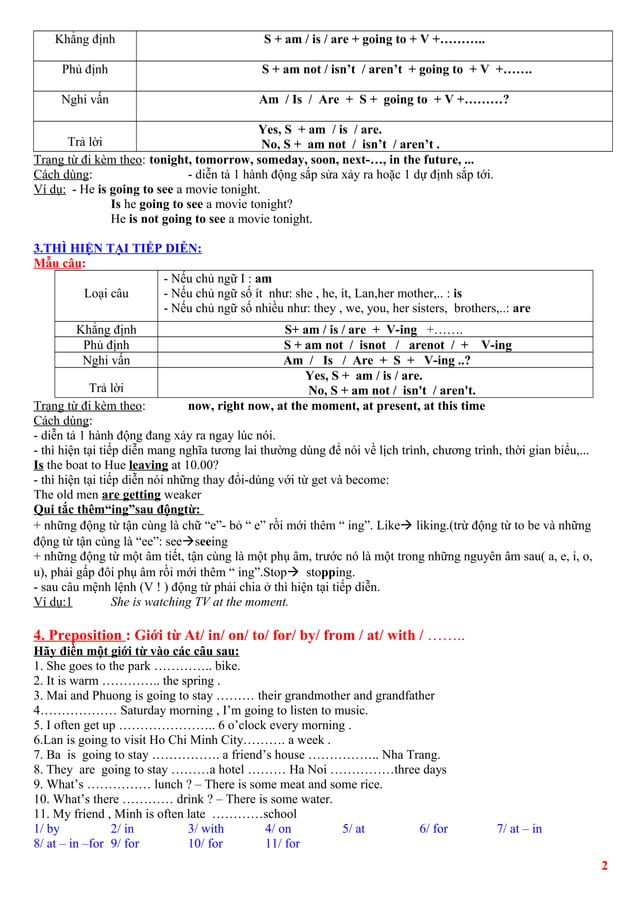 N tập hkii tiếng anh lớp 6 (with key) | PDF