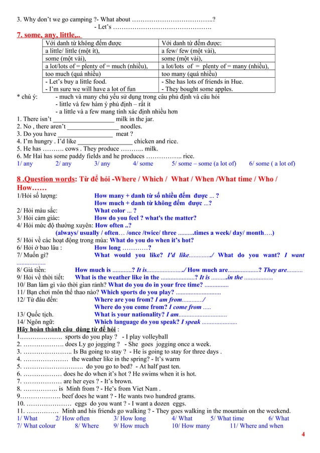 N tập hkii tiếng anh lớp 6 (with key) | PDF