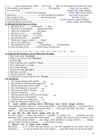 N tập hkii tiếng anh lớp 6 (with key) | PDF