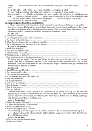 N tập hkii tiếng anh lớp 6 (with key) | PDF