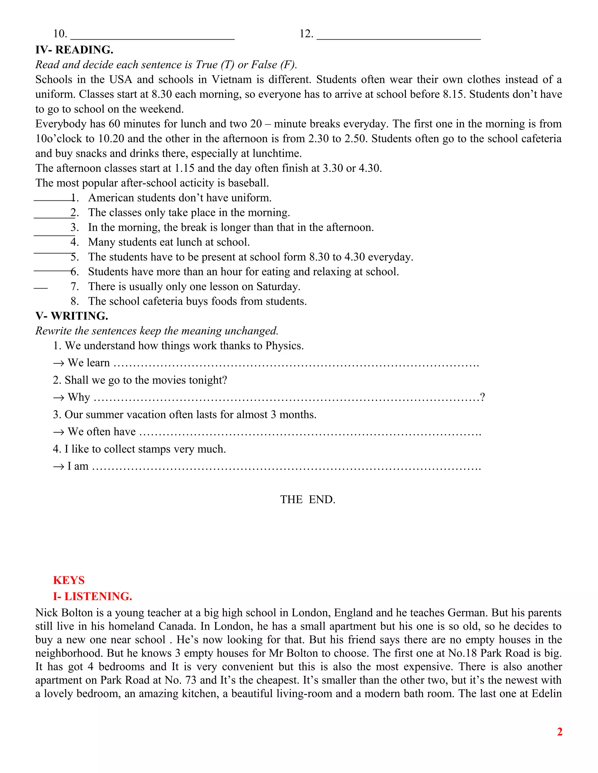 N tập kiểm tra 1 tiết lần 2 hki ti ếng anh lớp 7 | PDF