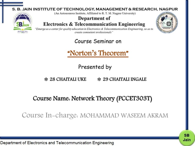 NT PPT[Norton’s Theorem].pdf | Computer Networking | Computing