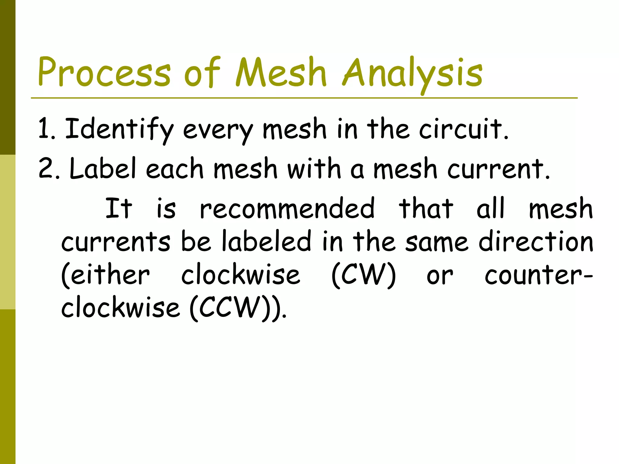 NETWORK THEORY MESH N SUPER MESH TOPIC REVIEW | PPT