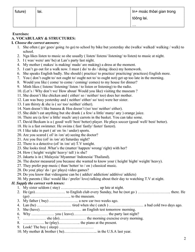 N tập tiếng anh lớp 7 hkii | PDF