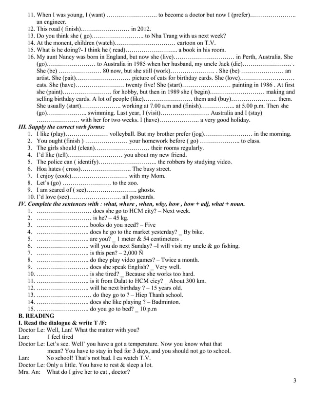 N tập tiếng anh lớp 7 hkii | PDF