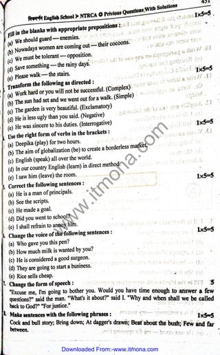 Ntrca school english written question and solution [www.itmoa.com] | PDF