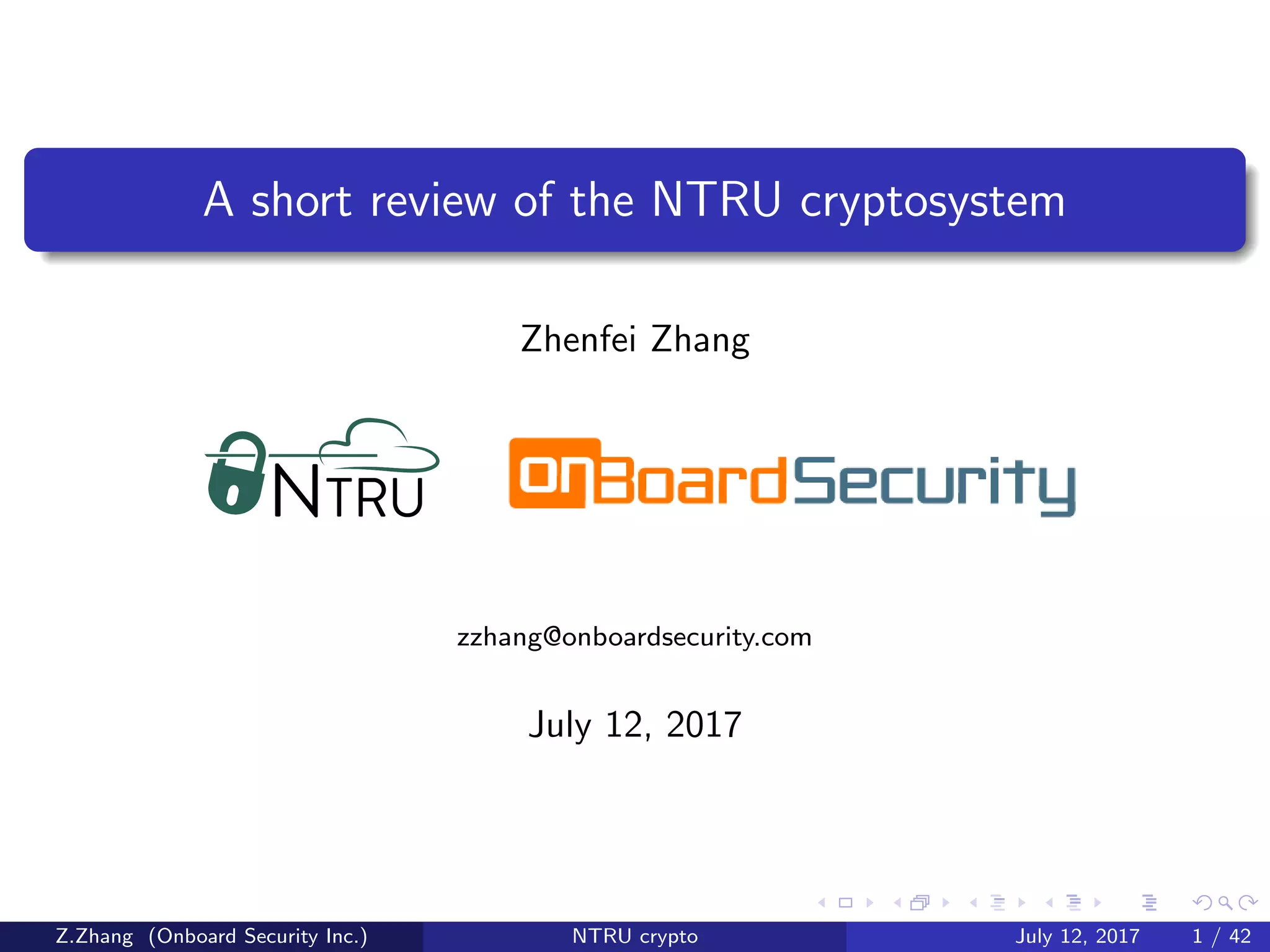 A Short Review of the NTRU Cryptosystem | PDF