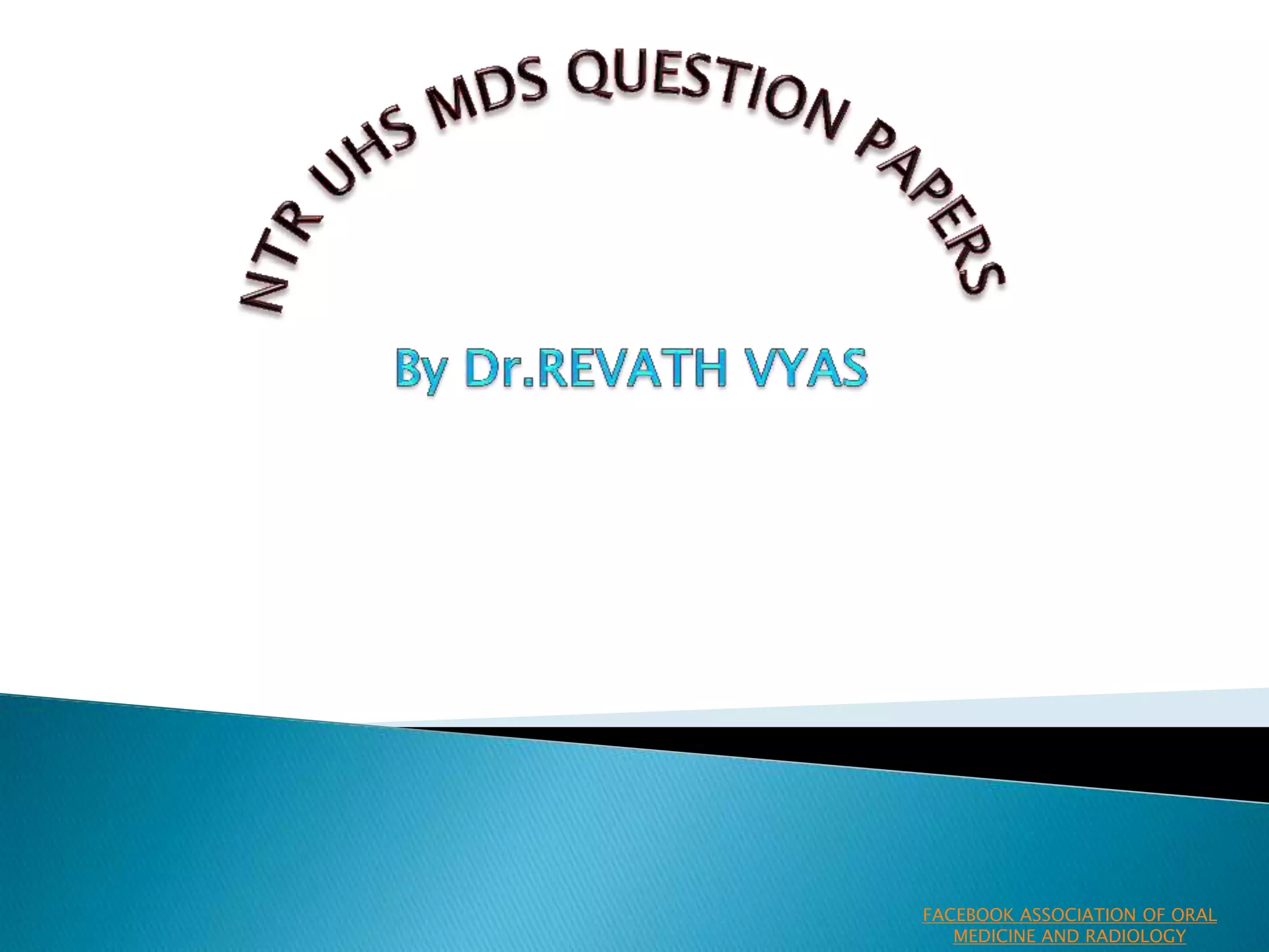 Ntr uhs mds question papers..... | PDF