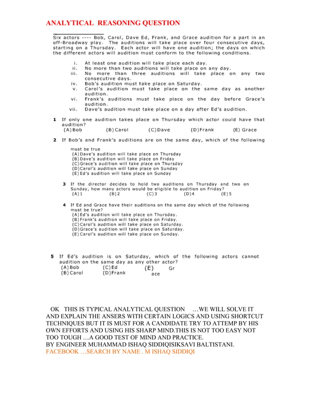 NTS ANALYTICAL REASONING QUESTION | DOC