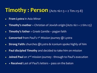 New Testament Survey no.25: Paul - First Letter to Timothy | PPTX