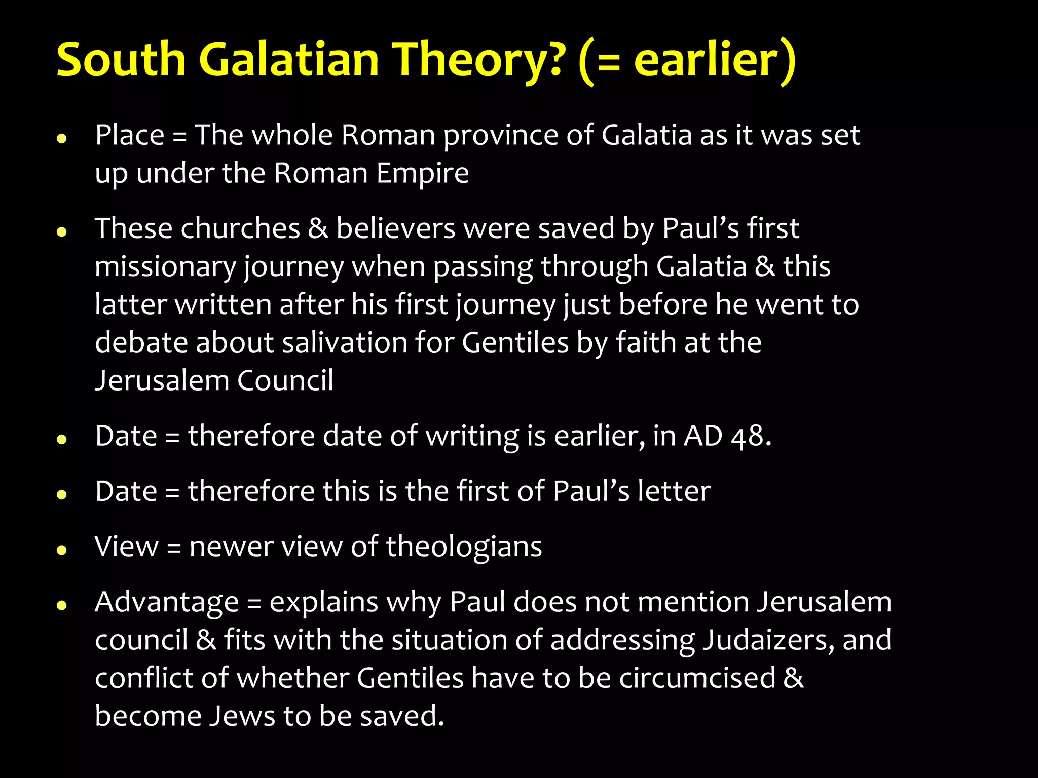 New Testament Survey no.13: Paul - His Letter to Galatia | PPTX